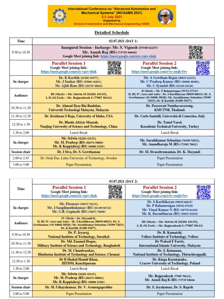 Detailed Schedule: Parallel Session 1 Parallel Session 2 | PDF | Tamil Cinema