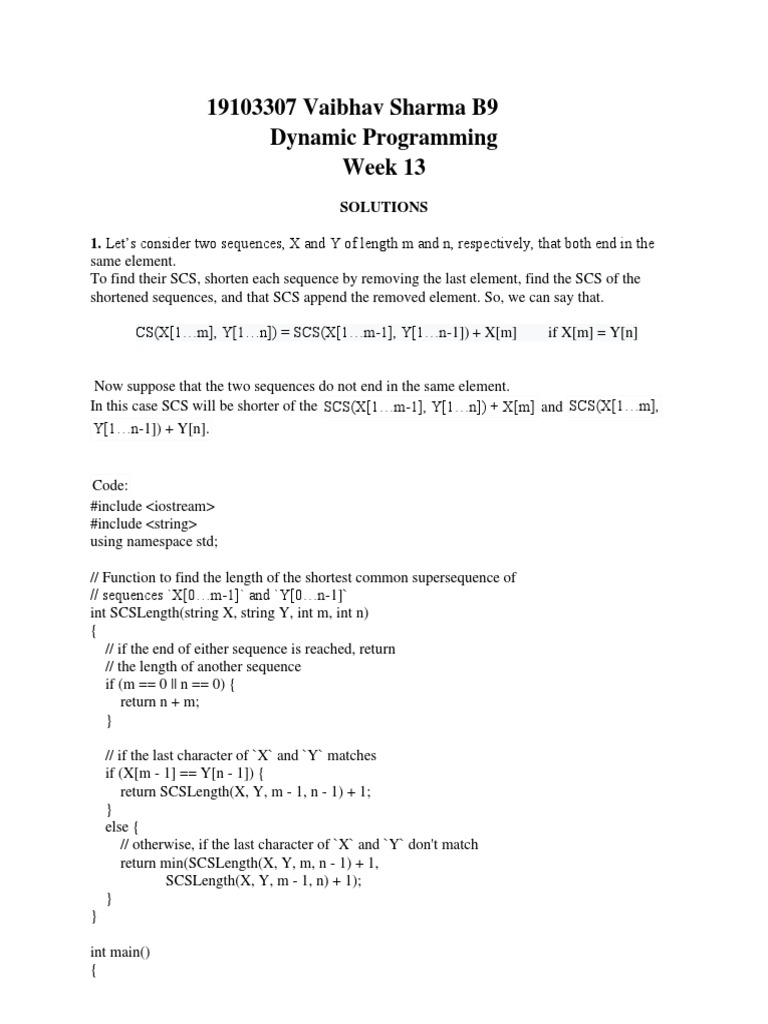 Week 13 APSVaibhav Sharma | PDF | Dynamic Programming | Time Complexity
