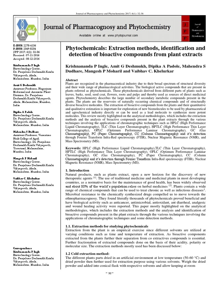 Phytochemicals: Extraction Methods, Identification and Detection of ...