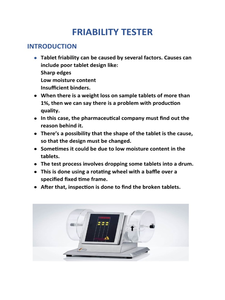 Determining Tablet Friability: An Analysis of Factors that Cause Weight ...