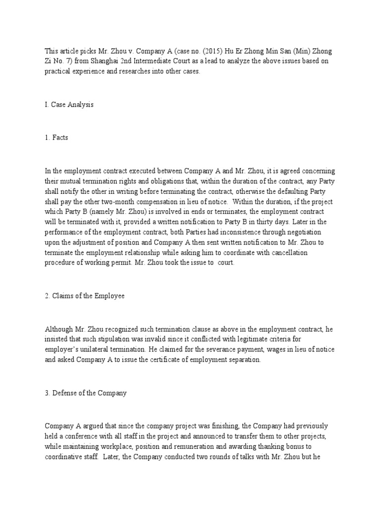 Labour Law Case Analysis | PDF | Employment | Policy