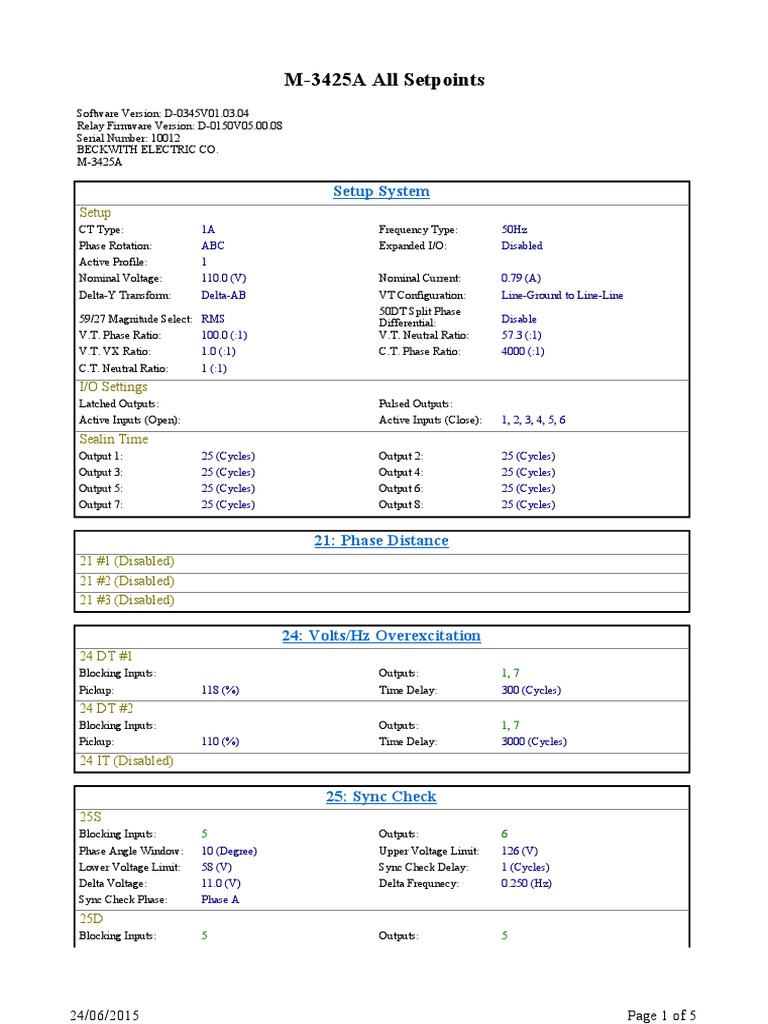 M-3425A Setpoints Configuration Guide | PDF | Electrical Components ...