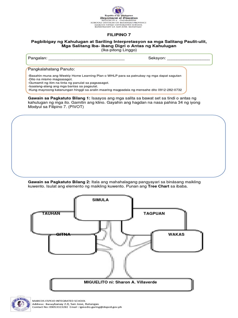 FIL&EsP Worksheets 2Q 7TH Week | PDF