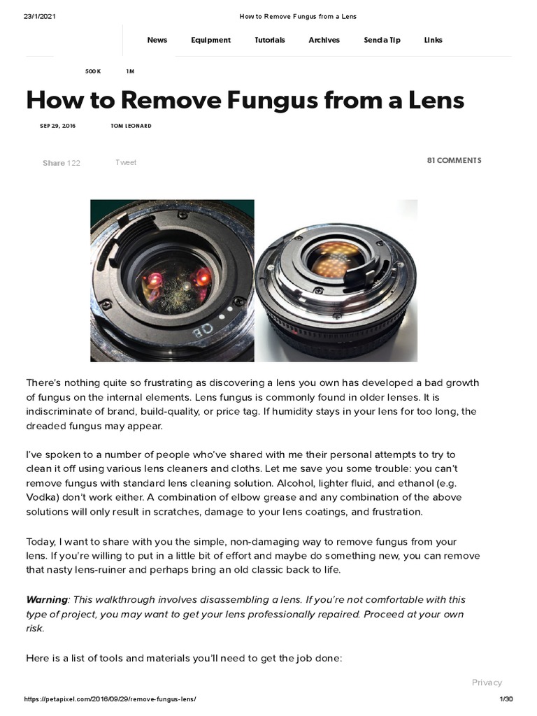 Lens Fungus Removal Guide | PDF | Fluorine | Hydrogen Peroxide