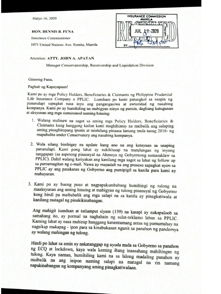 Prudential Insurance Scanned Letter | PDF