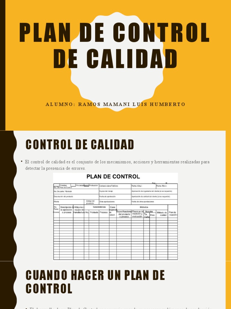 Plan de Control de Calidad | PDF | Calidad (comercial) | Informática