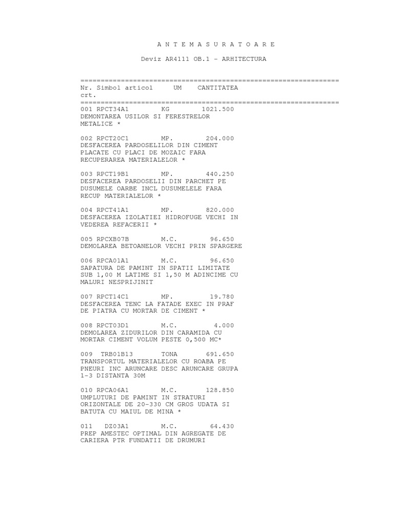 Antemasuratoare | PDF