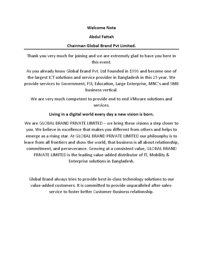 Welcome Note & Closing Note | PDF | Information Age | Information ...