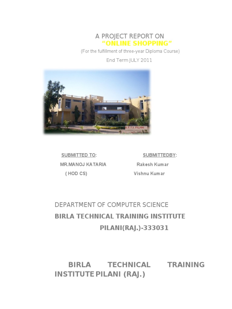 Online Shopping Project Report | Download Free PDF | Feasibility Study ...