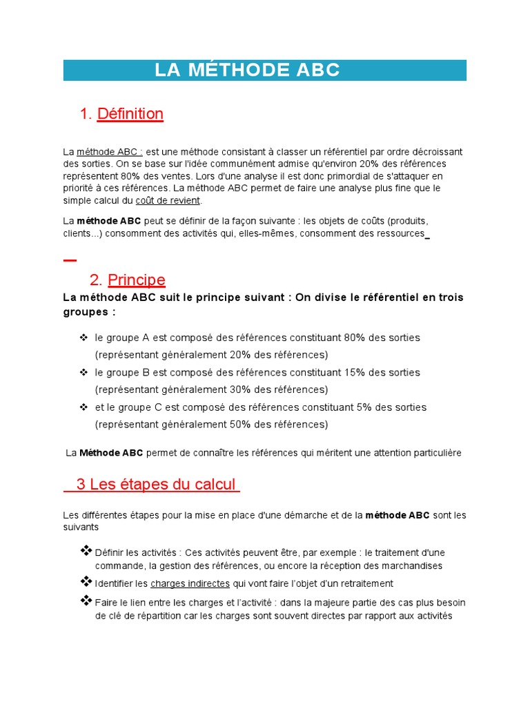 Méthode ABC : Analyse et Application | PDF | Affaires | Finance et ...