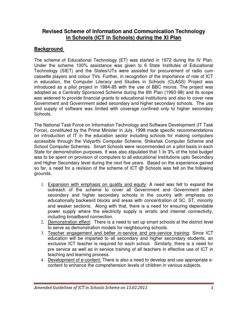 Revised Guidelines of ICT Scheme | PDF | Computing | Computing And ...