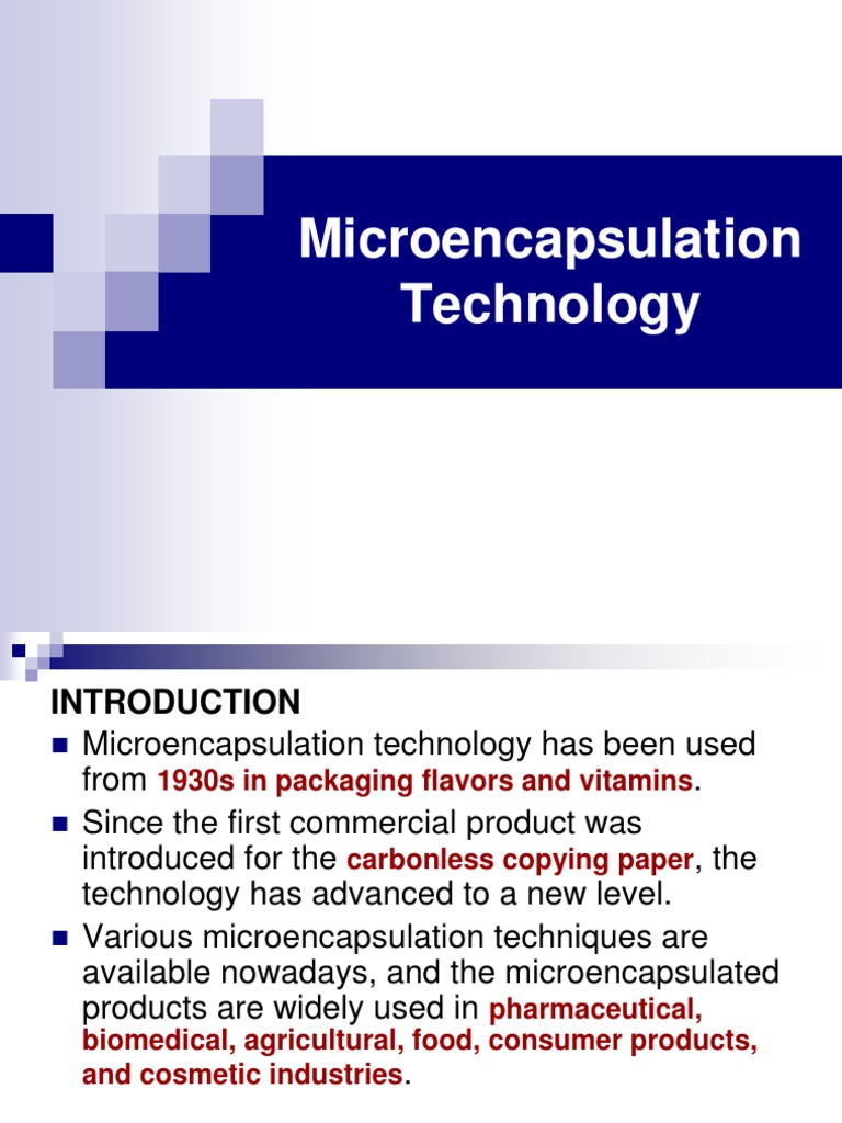 Microencapsulation Technology | PDF | Chemistry | Materials