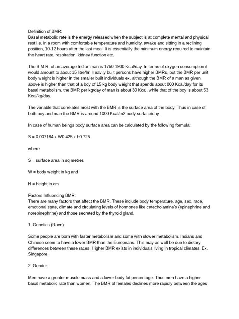 Bmr Pdf Obesity Determinants Of Health