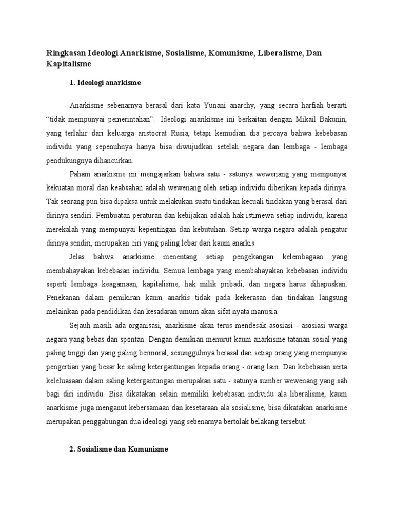 Ringkasan Ideologi Anarkisme | PDF