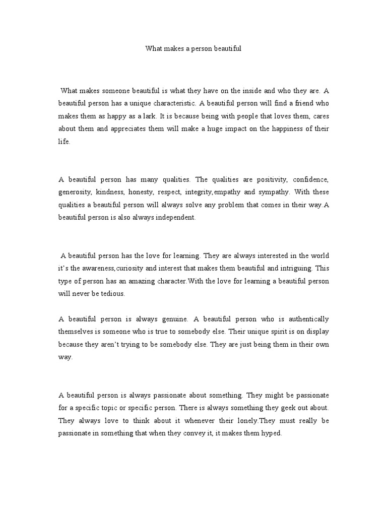 What Makes A Person Beautiful Essay | PDF