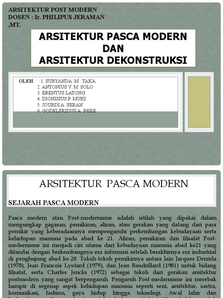 Arsitektur Pasca Modern Dan Dekonstruksi | PDF | Seni