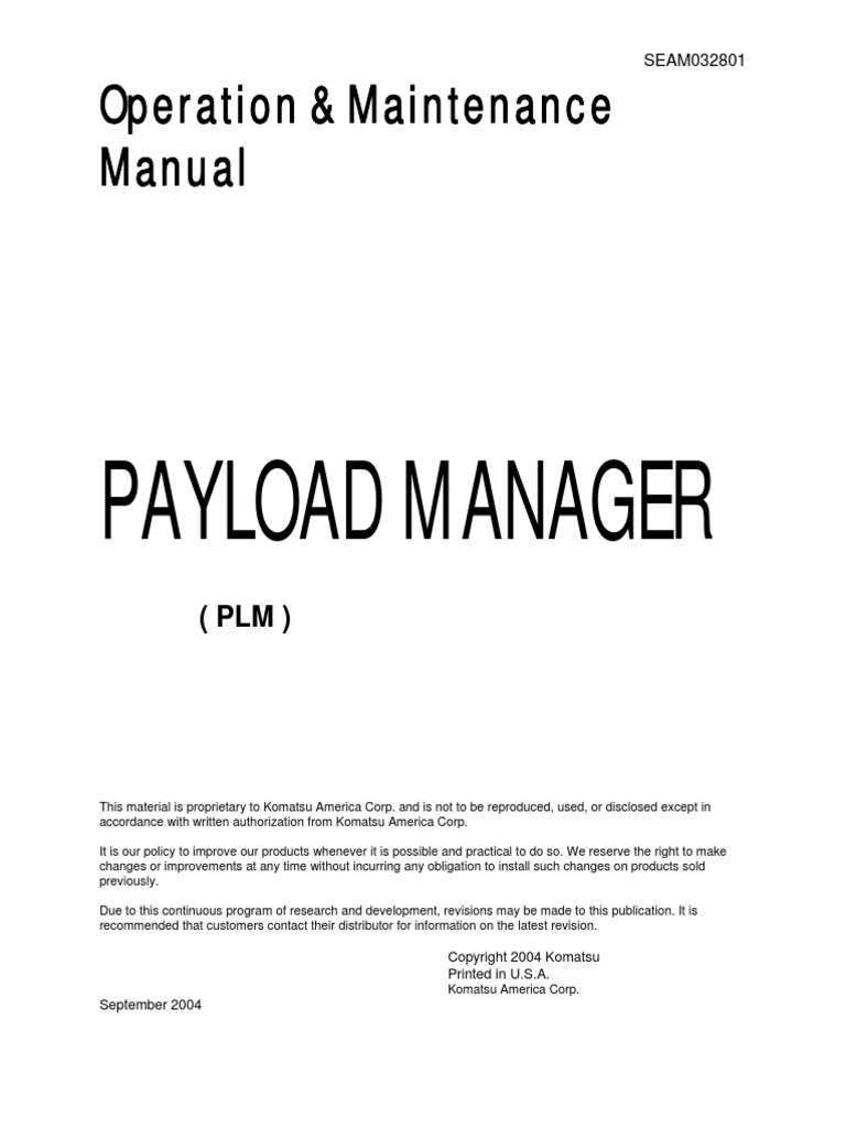 Operation & Maintenance Manual: Payload Manager | PDF