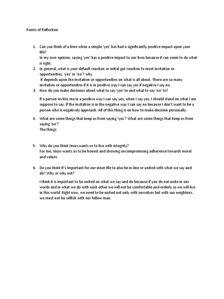 Points of Reflection | PDF | Self-Improvement