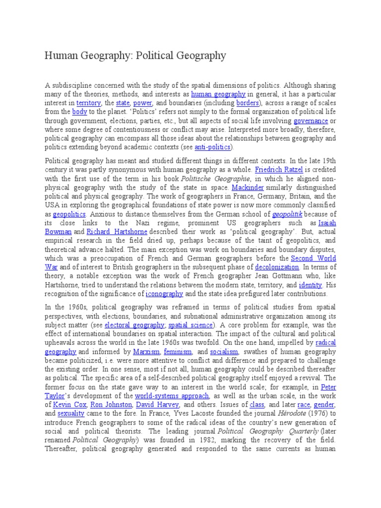 Human Geography: Political Geography: Geopolitik | PDF | Geopolitics ...