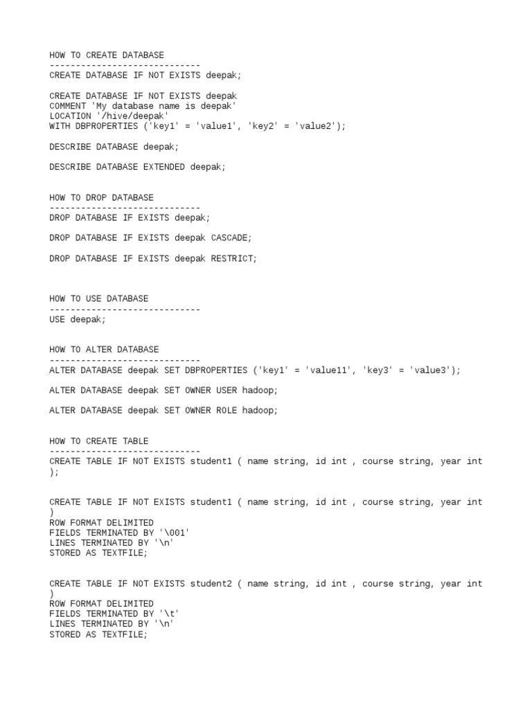 Hive Cammand | PDF | Data | Data Management