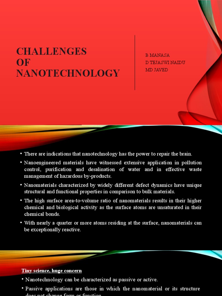 Challenges OF Nanotechnology: B Manasa D Tejaswi Naidu MD Javed | PDF ...