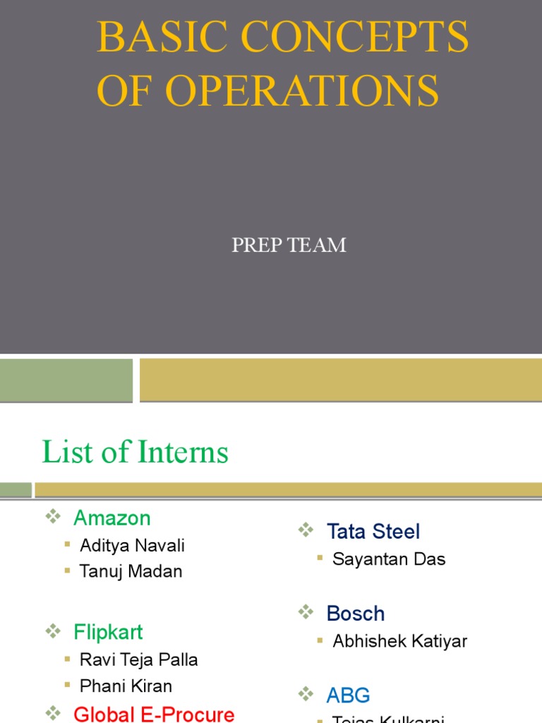 Basic Concepts of Operations | PDF | Supply Chain Management | Supply Chain