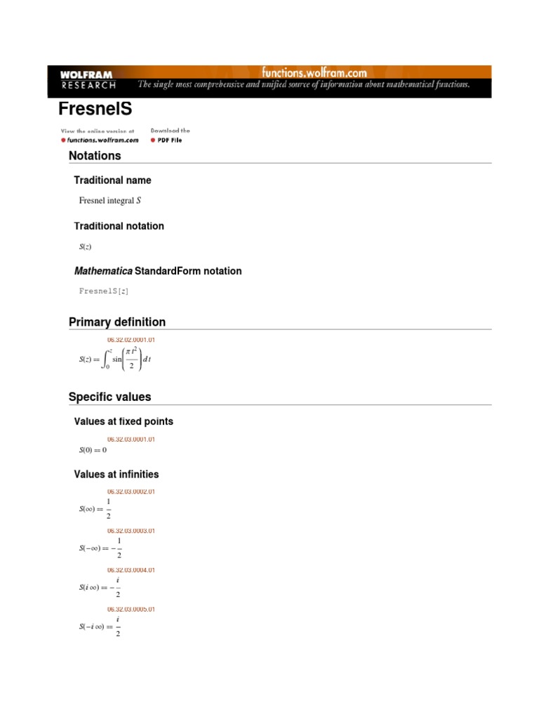 Fresnels: Notations | PDF | Function (Mathematics) | Real Analysis