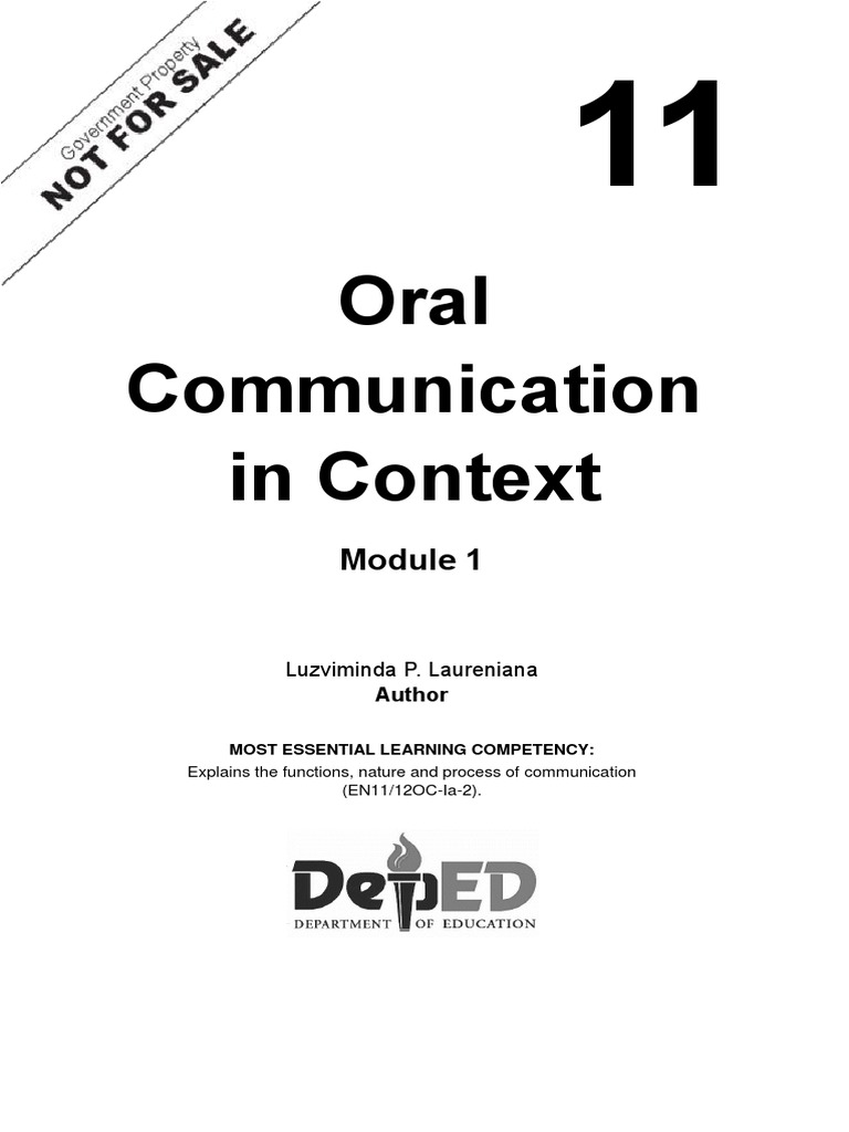 Oral Communication in Context Module 1 | PDF | Nonverbal Communication ...