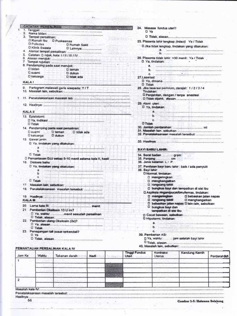 Format Partograf Halaman Belakang | PDF