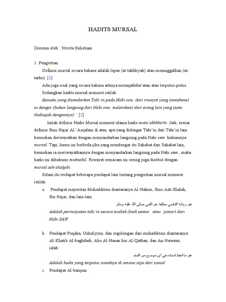 Definisi dan Macam Hadits Mursal | PDF