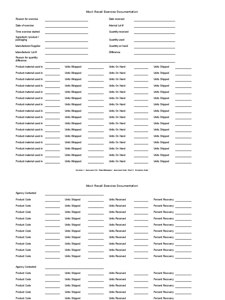 Mock Recall Exercise Documentation Download Free Pdf Business