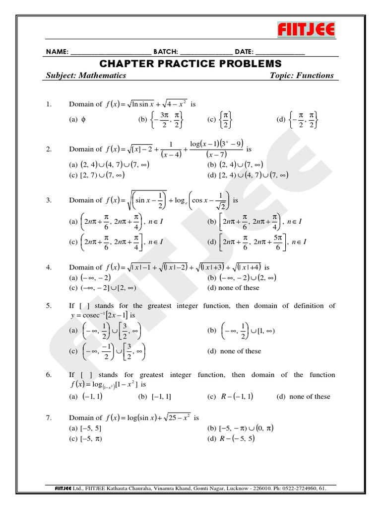 Chapter Practice Problems | PDF | Function (Mathematics) | Algebra
