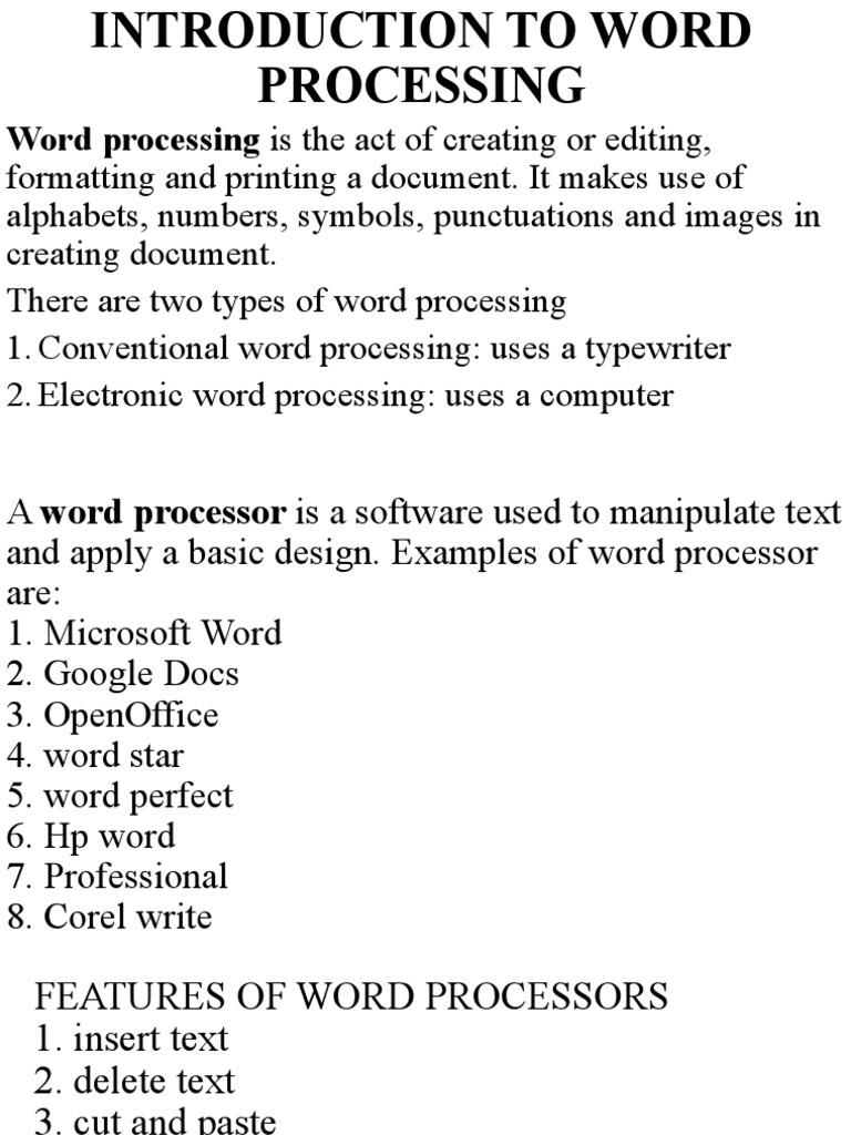 Introduction To Word Processing | PDF