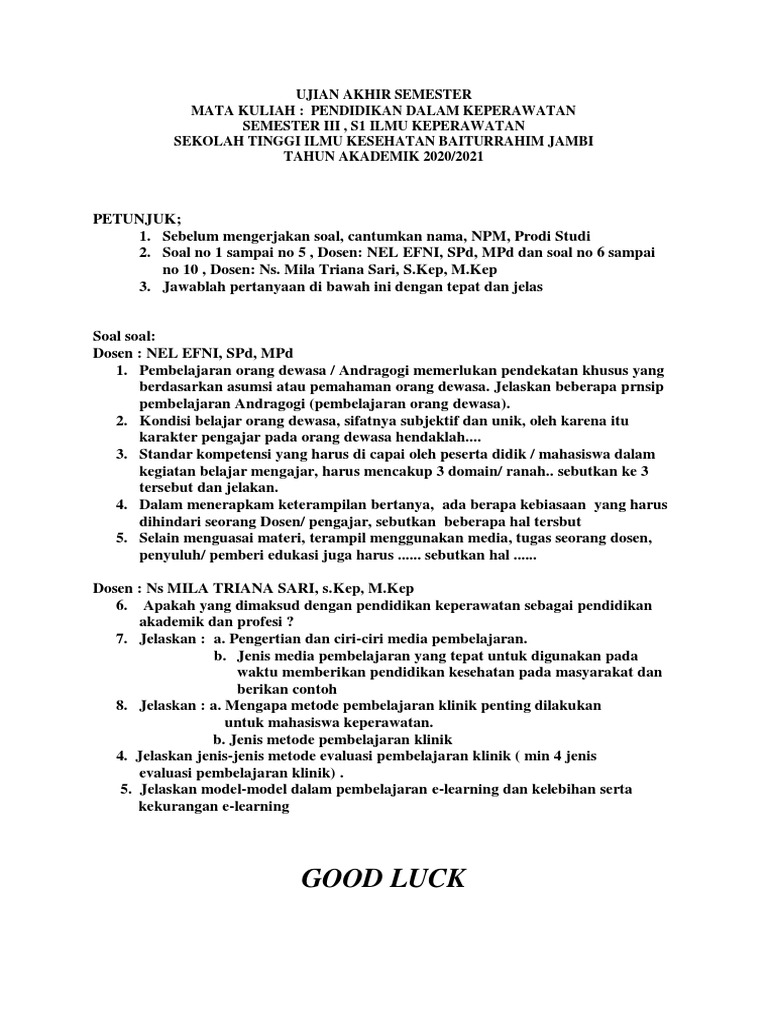 Ujian Akhir Semester PDK | PDF