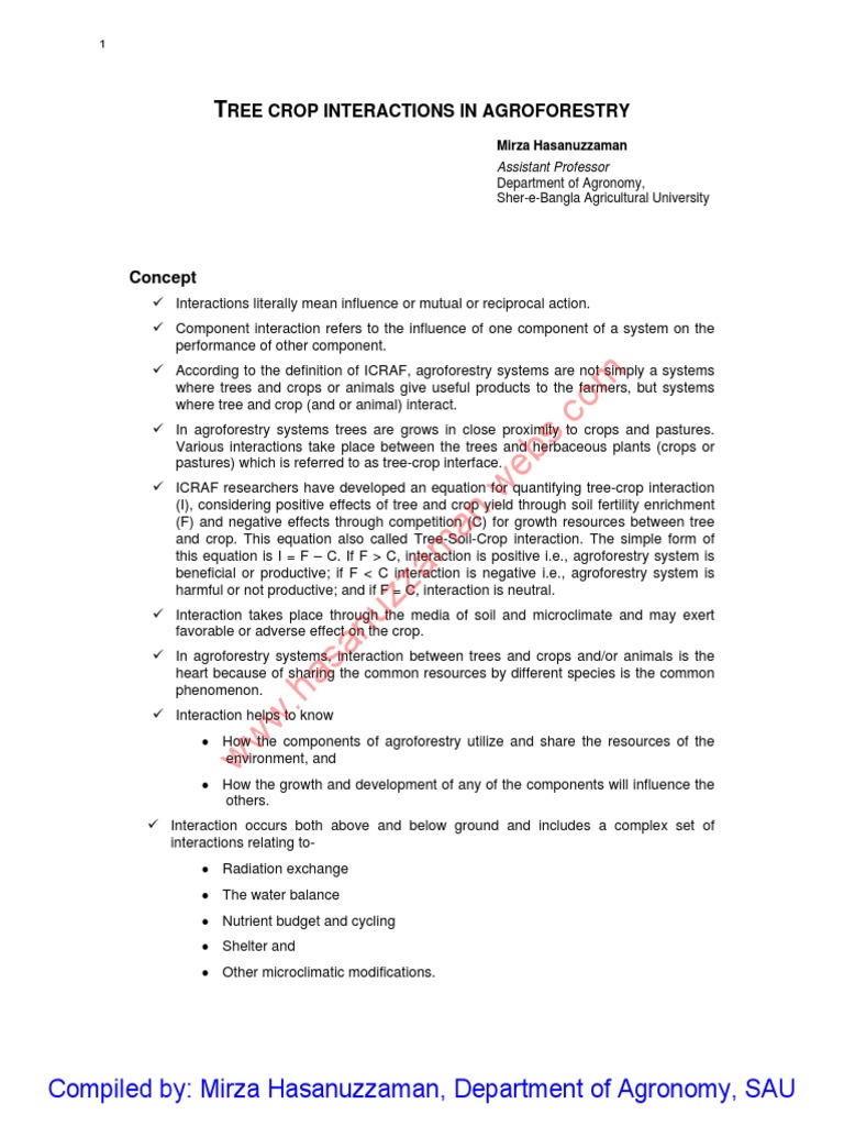 Understanding Tree-Crop Interactions in Agroforestry Systems | PDF ...