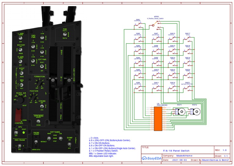 Schematic F A-18C FLIGHT OPS PANEL With Arduino 2021-06-05 | PDF ...