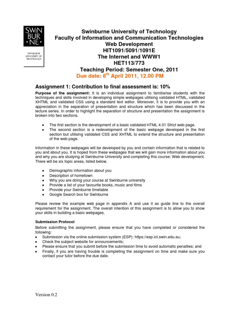 WD Assignment 1 Main Discription | PDF | Html | Cascading Style Sheets