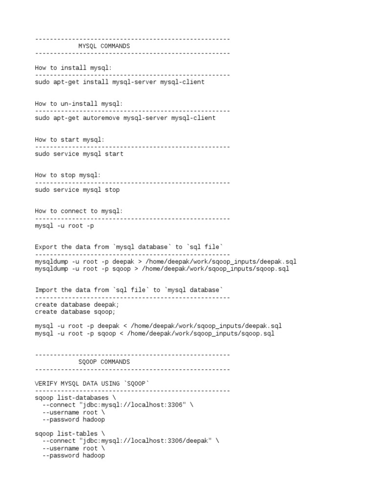 Sqoop Cammand | PDF | My Sql | Databases