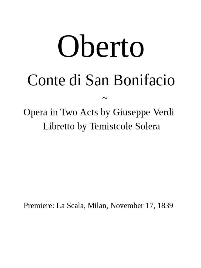 Oberto Libretto | PDF | Opera | Italian Music