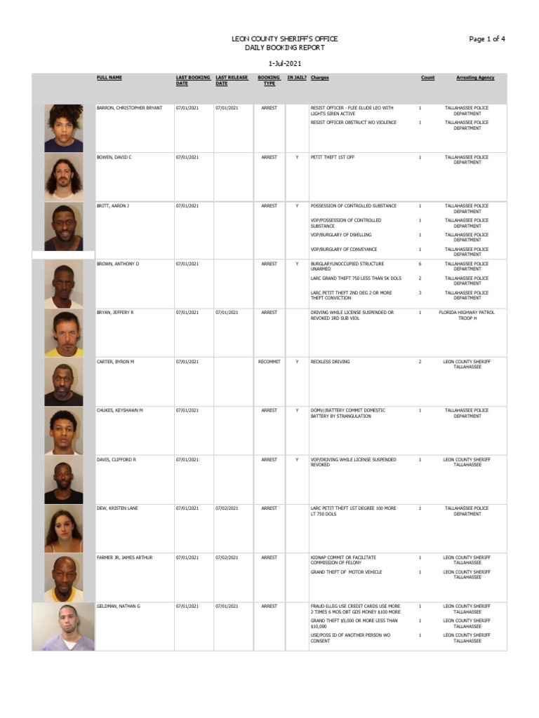 Booking Report 7-2-2021 | PDF | Theft | Criminal Justice