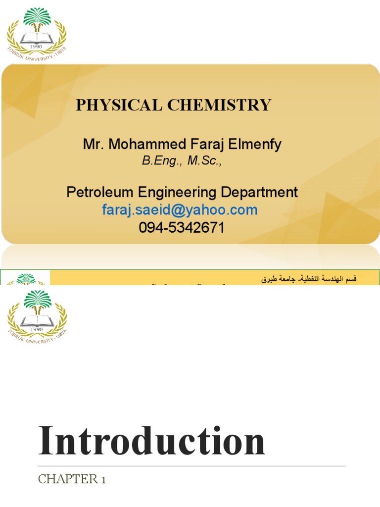 Chap 1 Introduction To Physical Chemistry | PDF | Gases | Thermodynamic ...