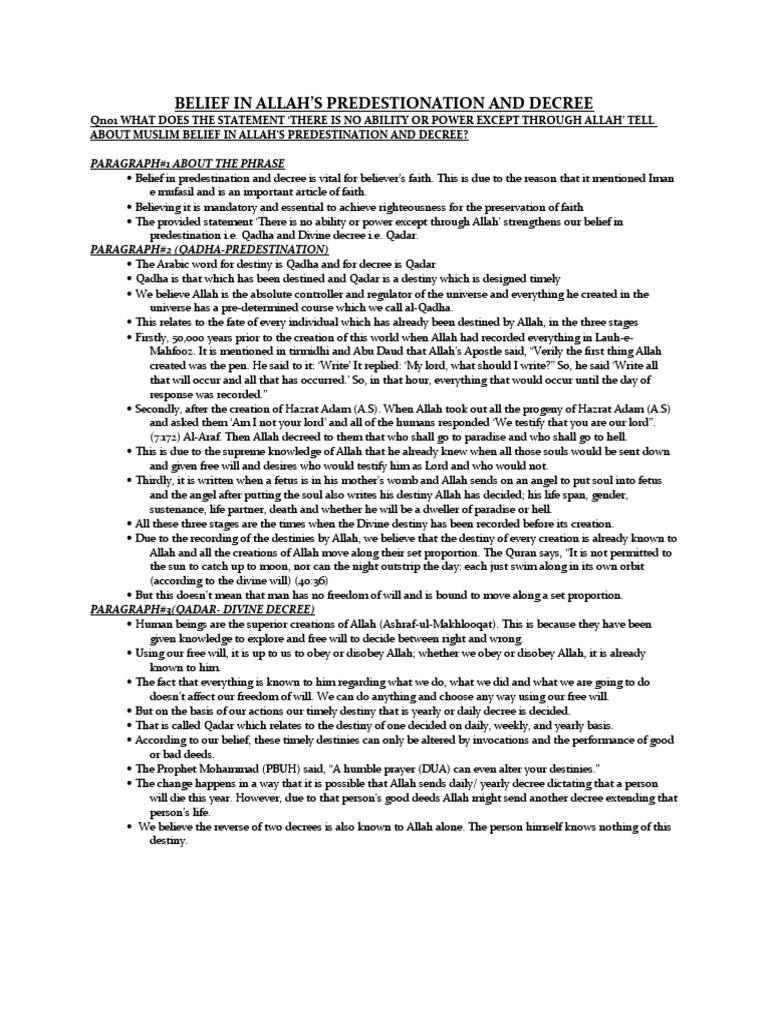 Predestination and Decree | PDF | Religious Belief And Doctrine ...