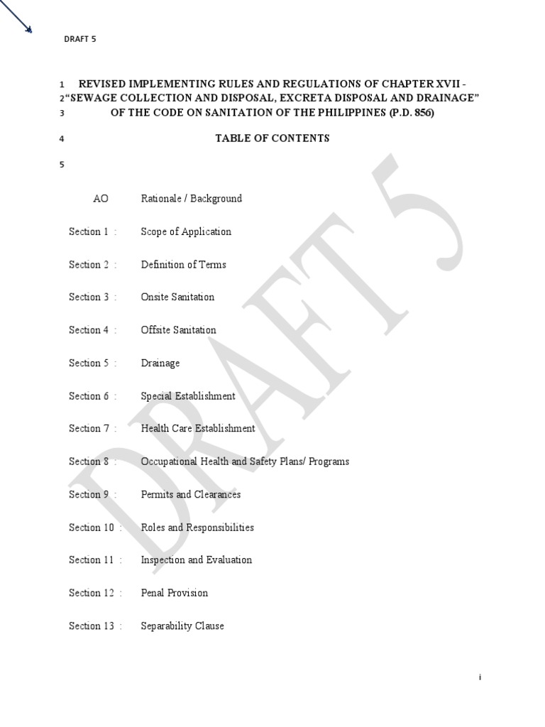 Revised IRR on Sewage Management in P.D. 856 | PDF | Sewage Treatment ...