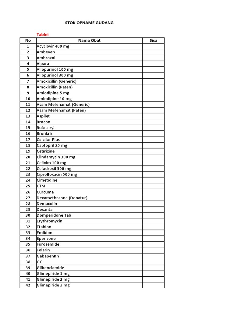 Stok Opname Gudang Pdf Pharmacy Pharmacology