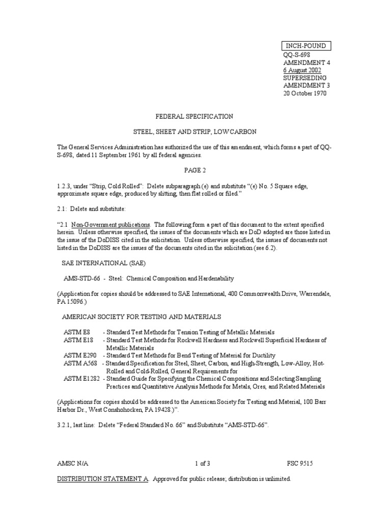 QQ-S-698 A4 | PDF | Sheet Metal | Rolling (Metalworking)