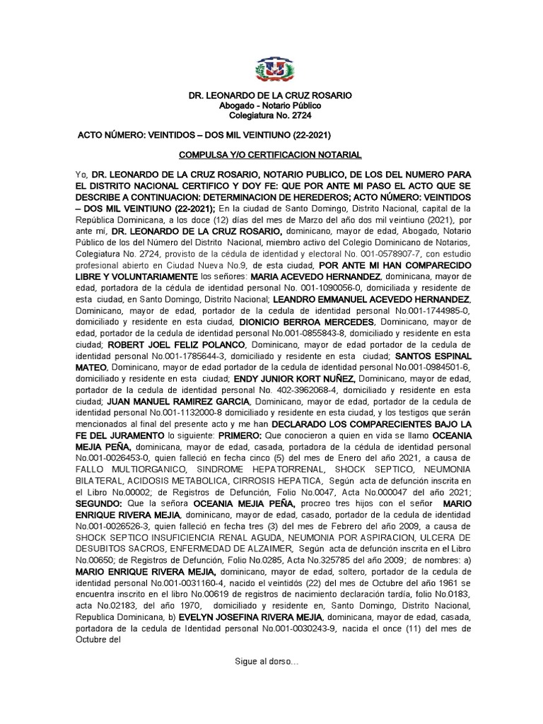 Determinacion de Herederos | Descargar gratis PDF | República ... Determinacion de Herederos | Descargar gratis PDF | República ...