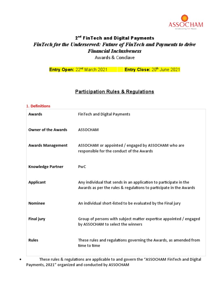 Award Nomination Form - Fintech - Final | PDF | Indemnity | Financial Technology