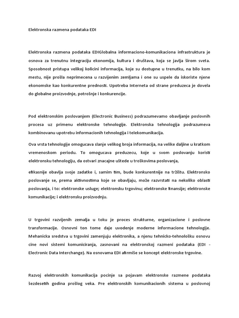 Elektronska Razmena Podataka EDI | PDF