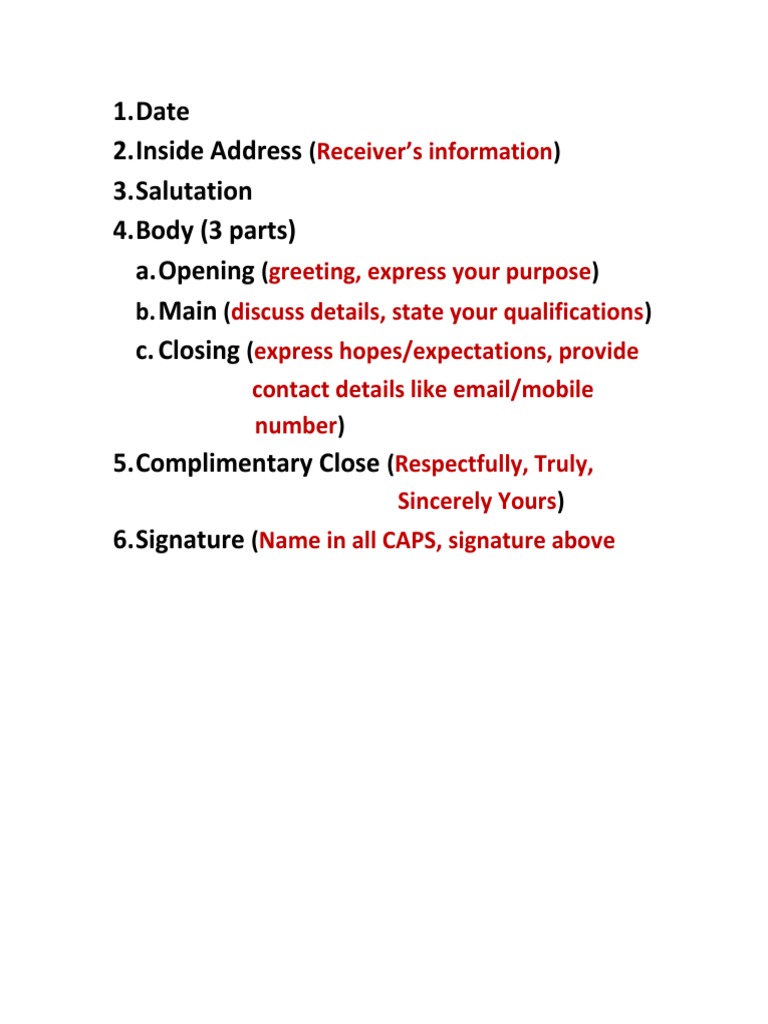 Parts of A Application Letter | PDF
