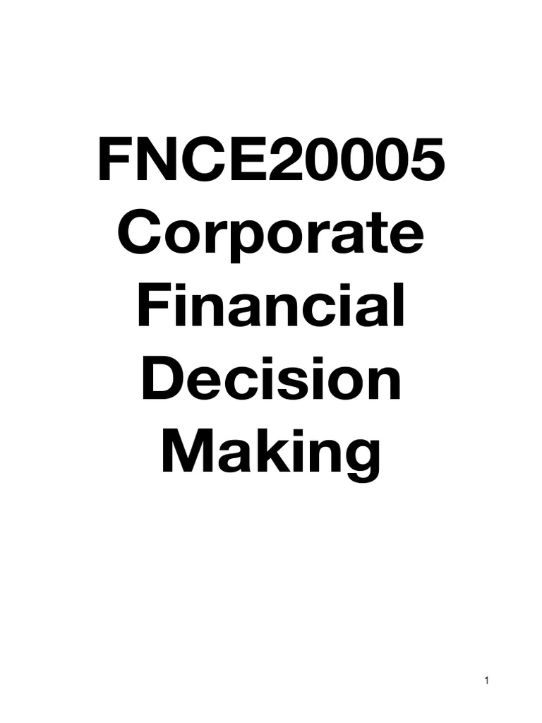 FNCE20005 Corporate Financial Decision Making | PDF | Net Present Value ...